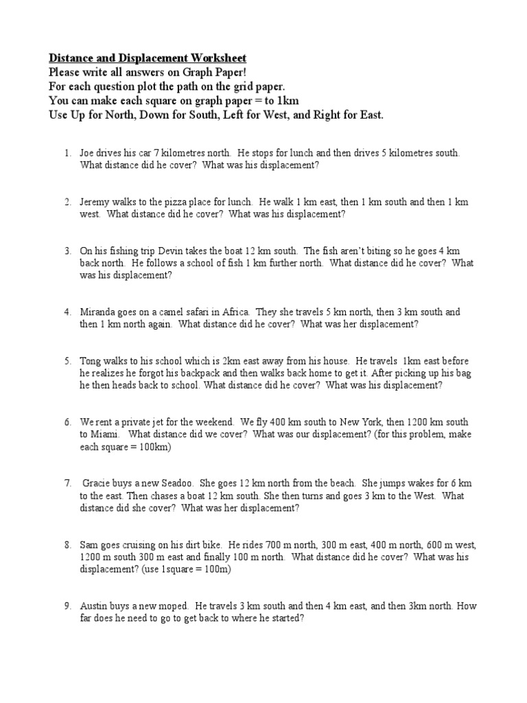 3distance and Displacement Worksheet | PDF | Sports & Recreation