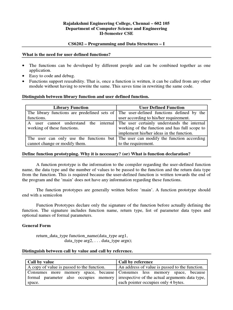 CS6202 - PDS - I - Unit Test - I - Important Questions - Part - A | PDF ...