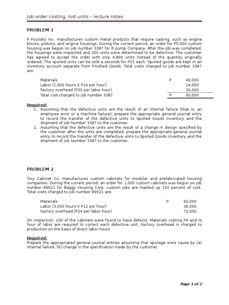 Lost Units | PDF | Inventory | Production And Manufacturing