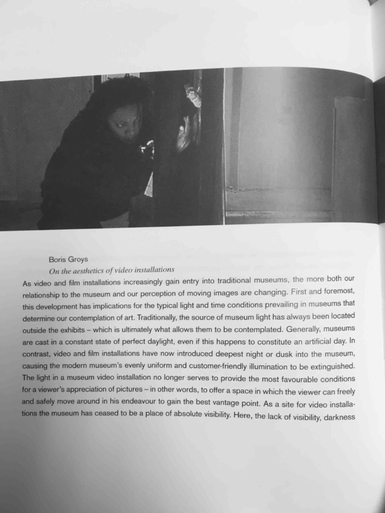 Boris Groys - On The Aesthetics of Video Installations | PDF