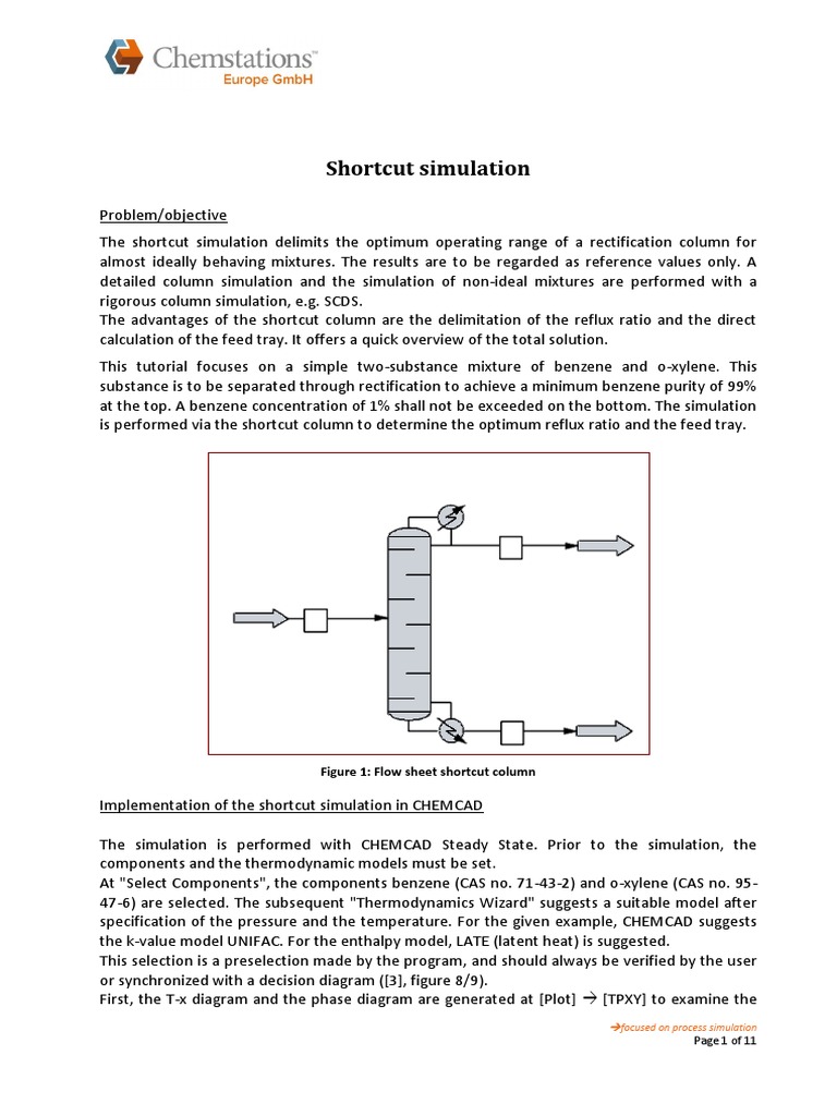 Cse T Shortcut Simulation En Pdf Download Free Pdf Distillation Materials Science 