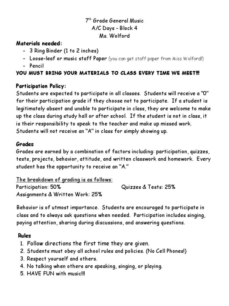 General Music Syllabus | PDF