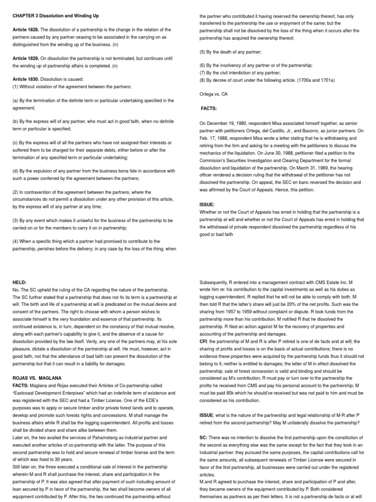 CHAPTER 3 Dissolution and Winding Up | PDF | Partnership | Assignment (Law)