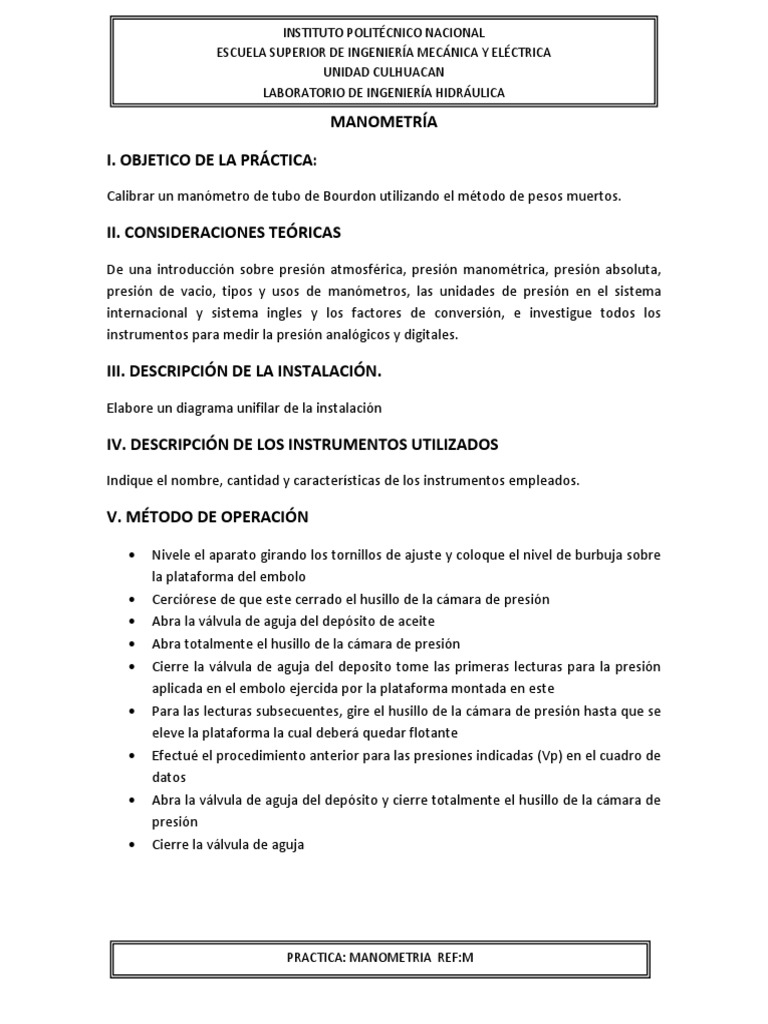 Manometria | PDF | Medida de presión | Presión