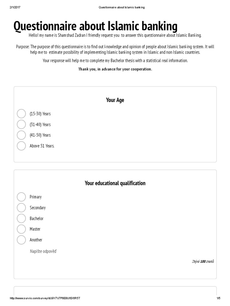 Islamic Banking Questionnaire Insights | PDF | Islamic Banking And ...