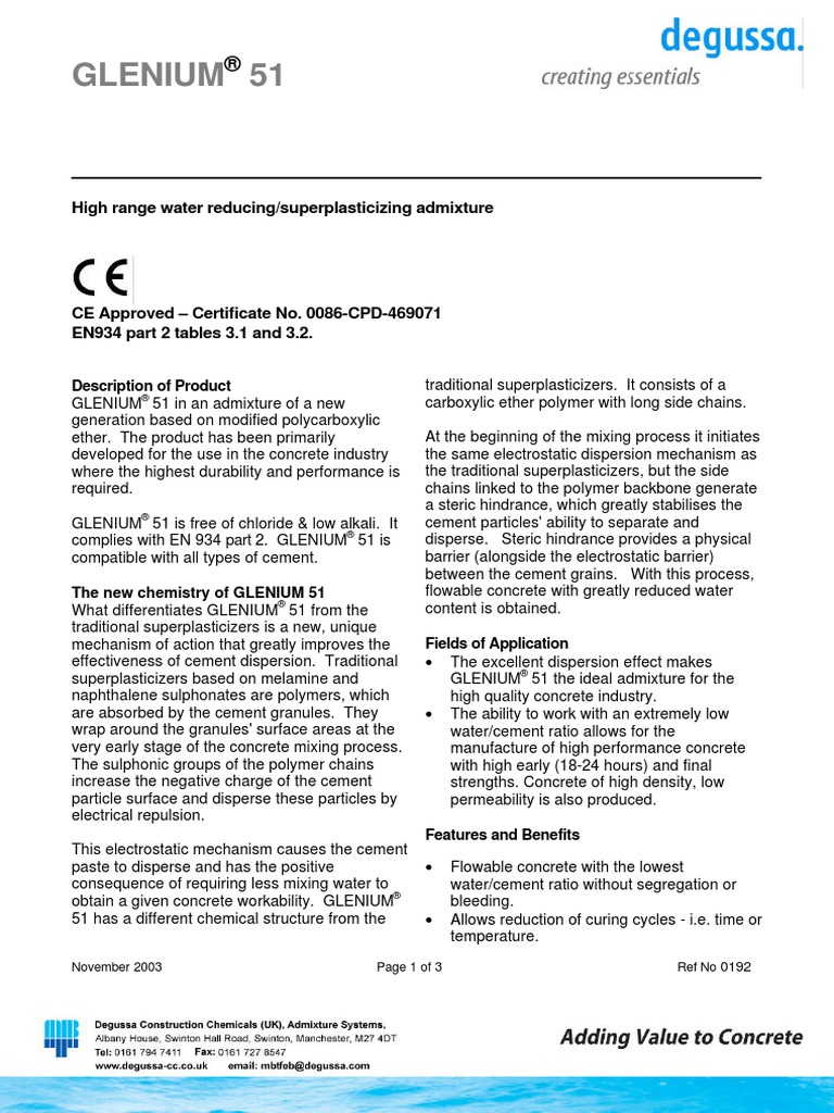 Glenium 51 | PDF | Concrete | Manmade Materials