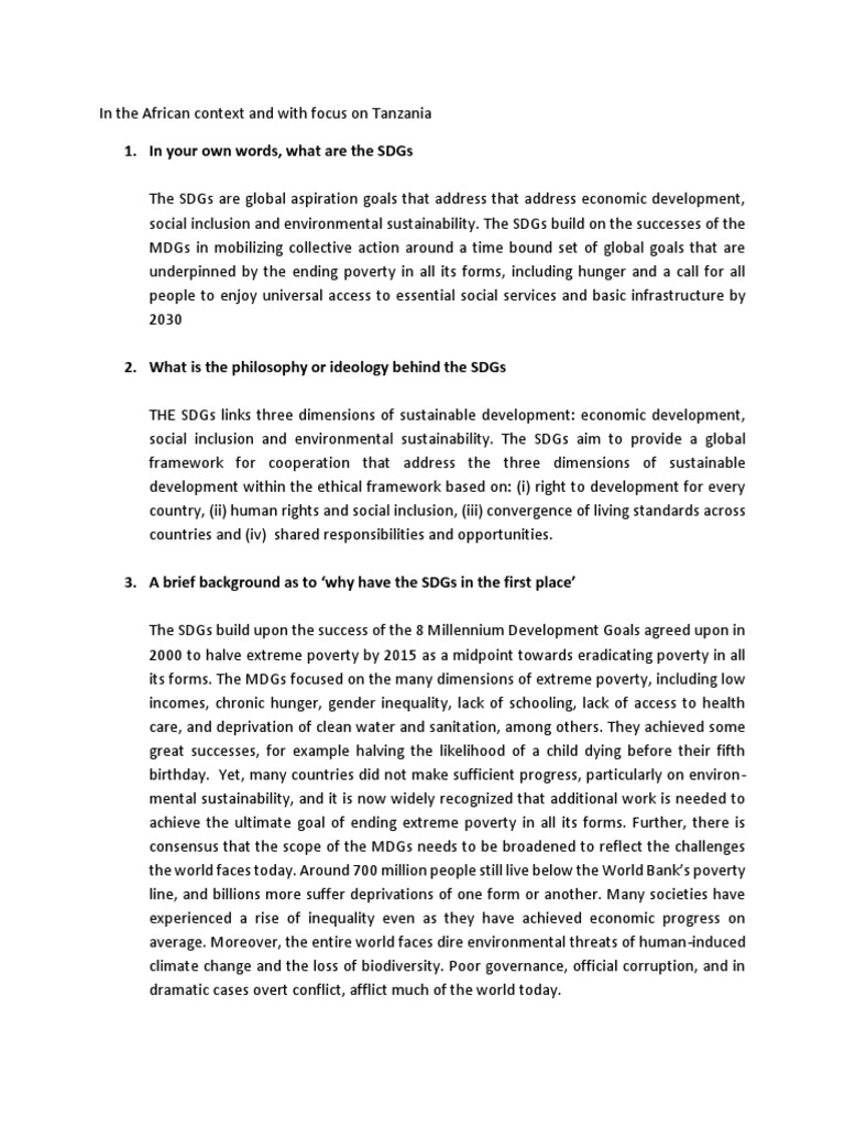 SDGs Questions and Answers PDF | PDF | Millennium Development Goals ...