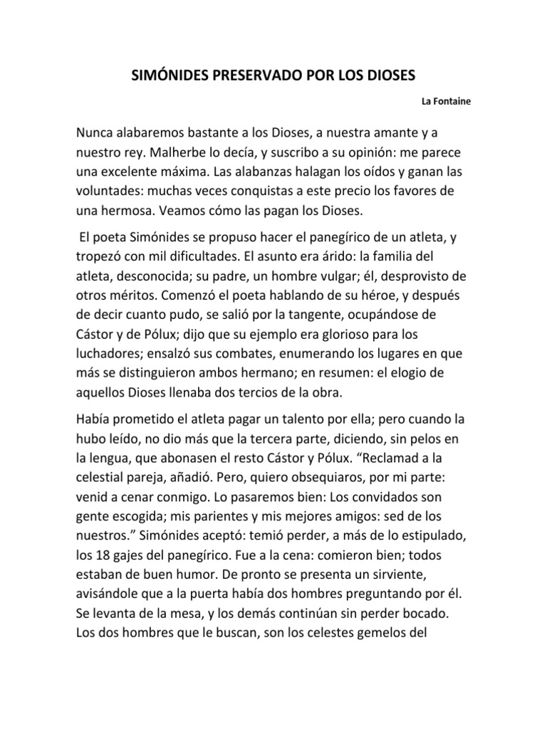 Simónides Preservado Por Los Dioses | PDF | Poesía | Clásicos