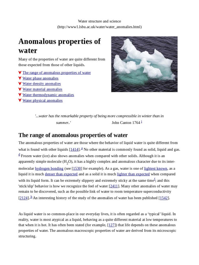 Anomalous Properties of Water | Properties Of Water | Liquids