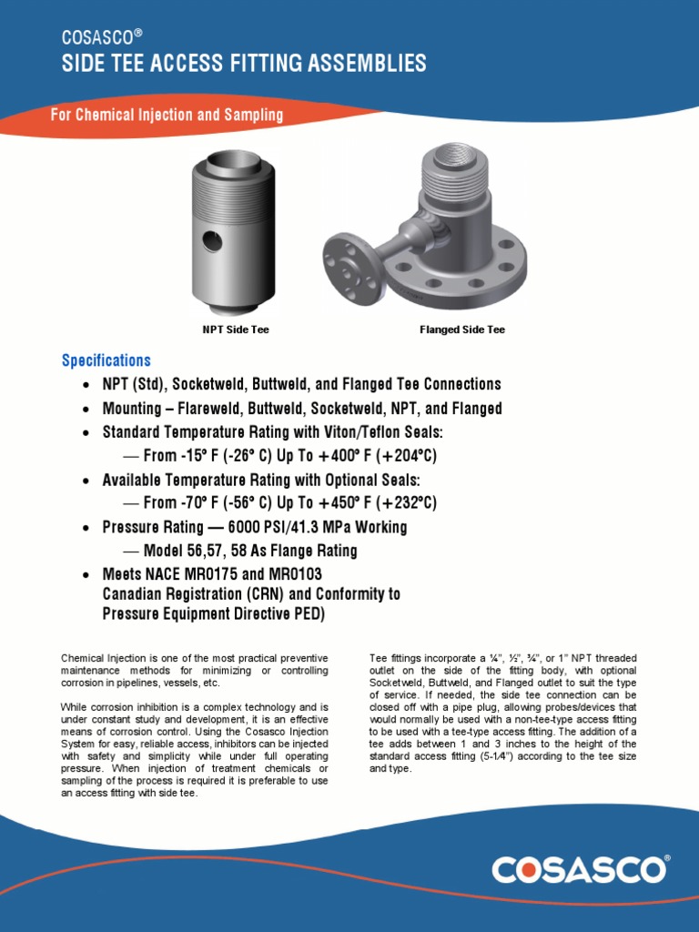 Cosasco_Side_Tee_Access_Fittings.pdf | Mechanical Engineering | Technology