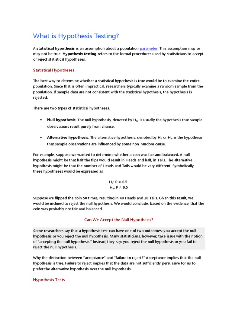 What Is Hypothesis Testing | PDF | Statistical Power | Statistical ...