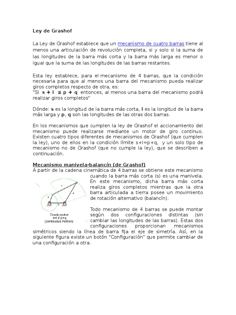 Ley de Grashof | PDF | Cinemática | Ciencias fisicas