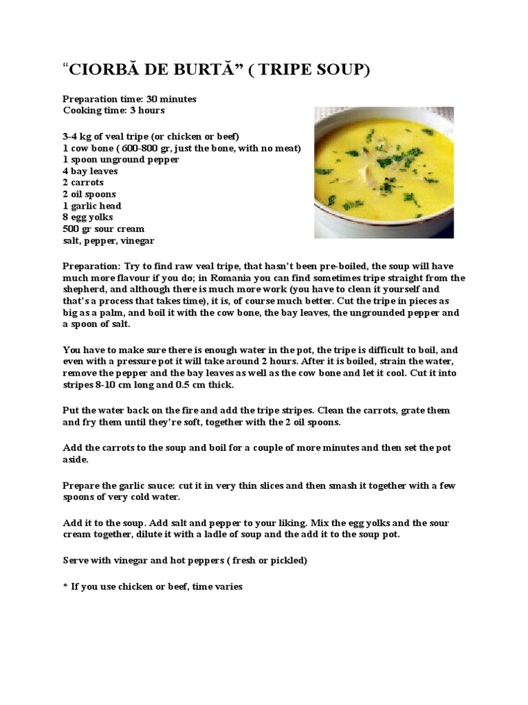 Authentic Ciorbă de Burtă Recipe | PDF | Cuisine | Cooking