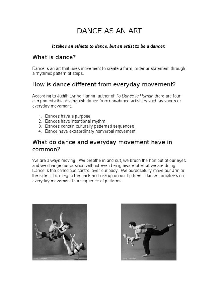 Dance As Art and Elements of Dance | PDF | Dances | Performing Arts