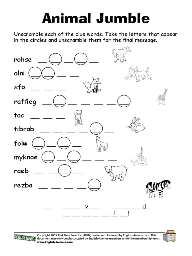 Animal Jumble