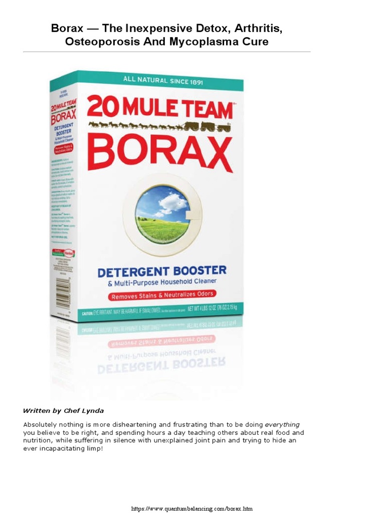 Borax — the Inexpensive Detox, Arthritis, Osteoporosis and Mycoplasma ...