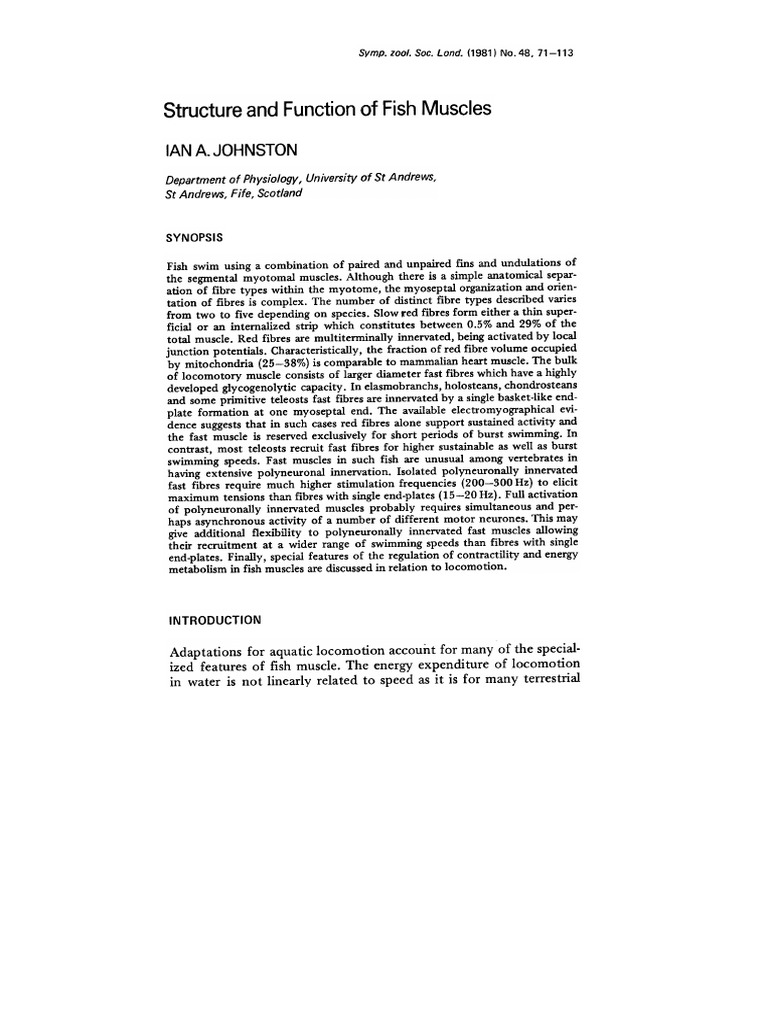 Structure and Functions of Fish Muscle | PDF | Nerve | Muscle