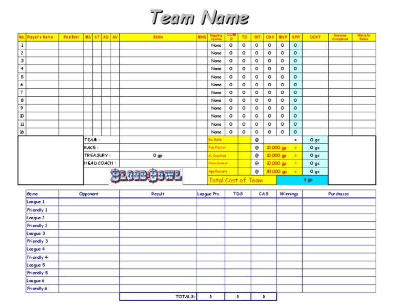 Bb 2016 Roster Excel Format | American Football | National Football League