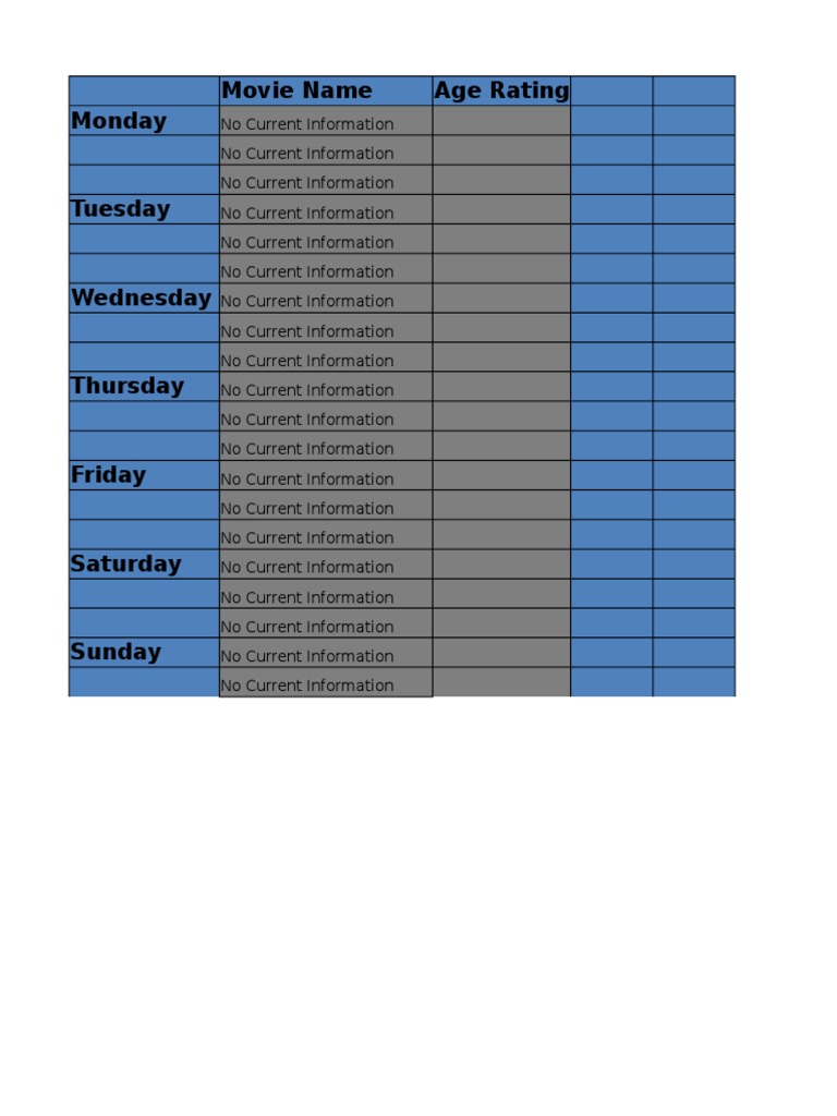 Movie Database Timetable | PDF | Sports | Leisure