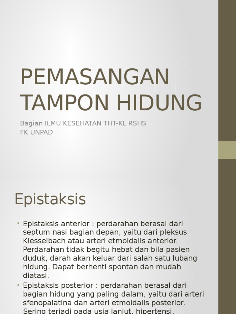 Pemasangan Tampon Hidung | PDF