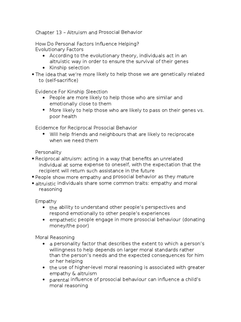 Altruism & Prosocial Behavior Factors | PDF | Empathy | Altruism