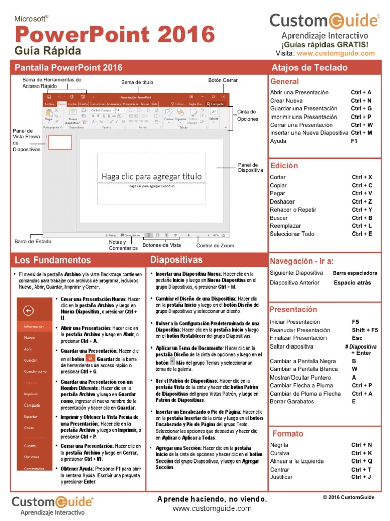 Powerpoint 2016 Cheat Sheet Es | PDF | Point and Click | Microsoft ...