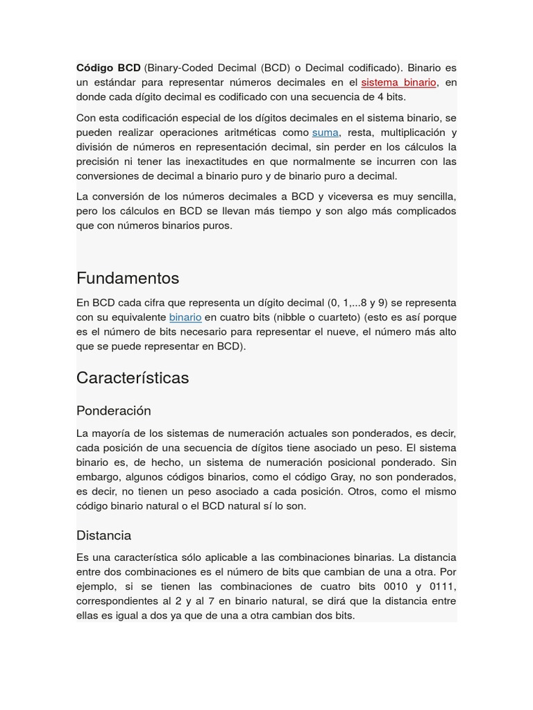 Código BCD | PDF | Decimal codificado en binario | Ascii