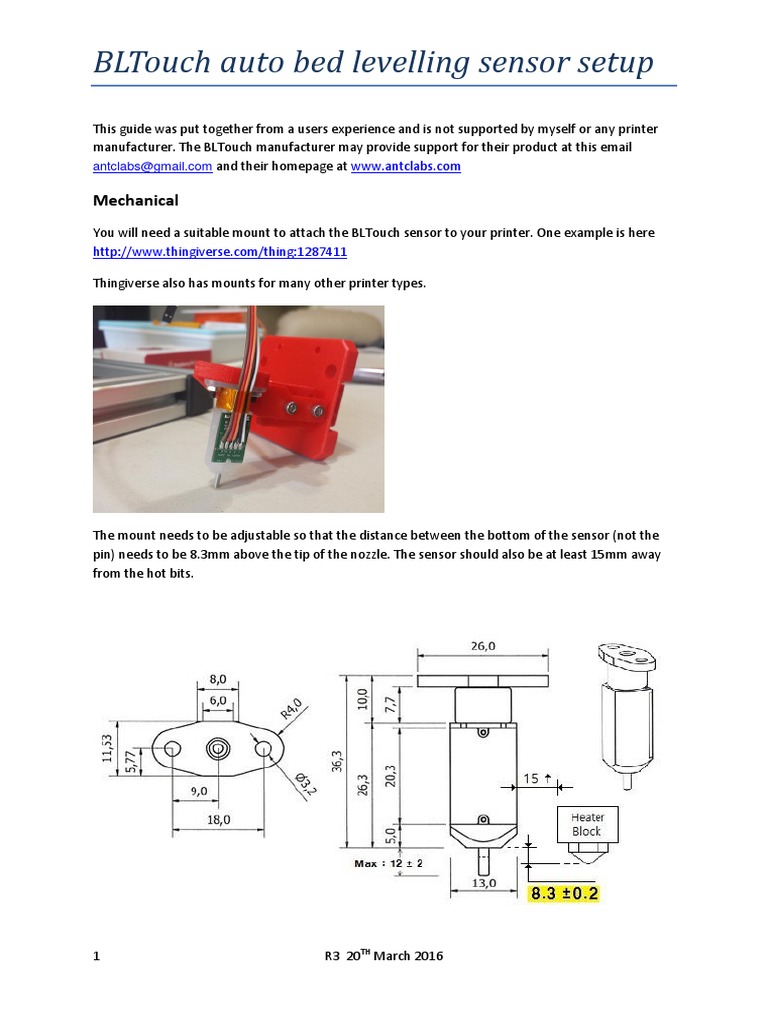 BLTouch Setup Manual | PDF | Printer (Computing) | Equipment