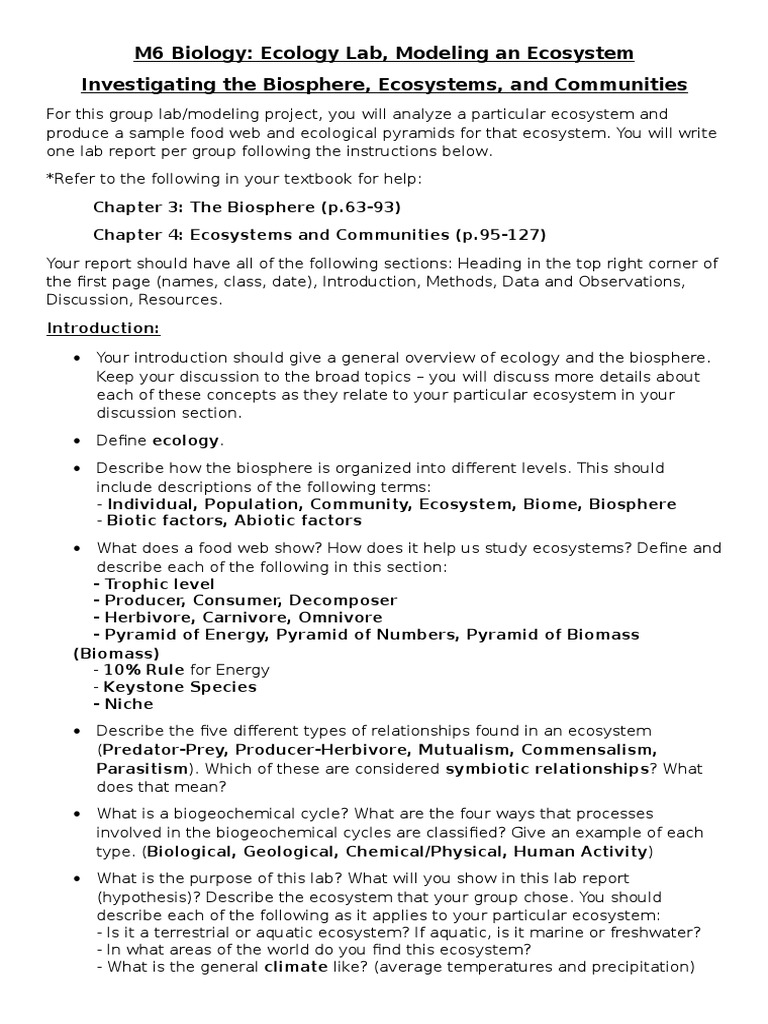 Model Ecosystem and Food Web Lab | PDF | Food Web | Ecosystem