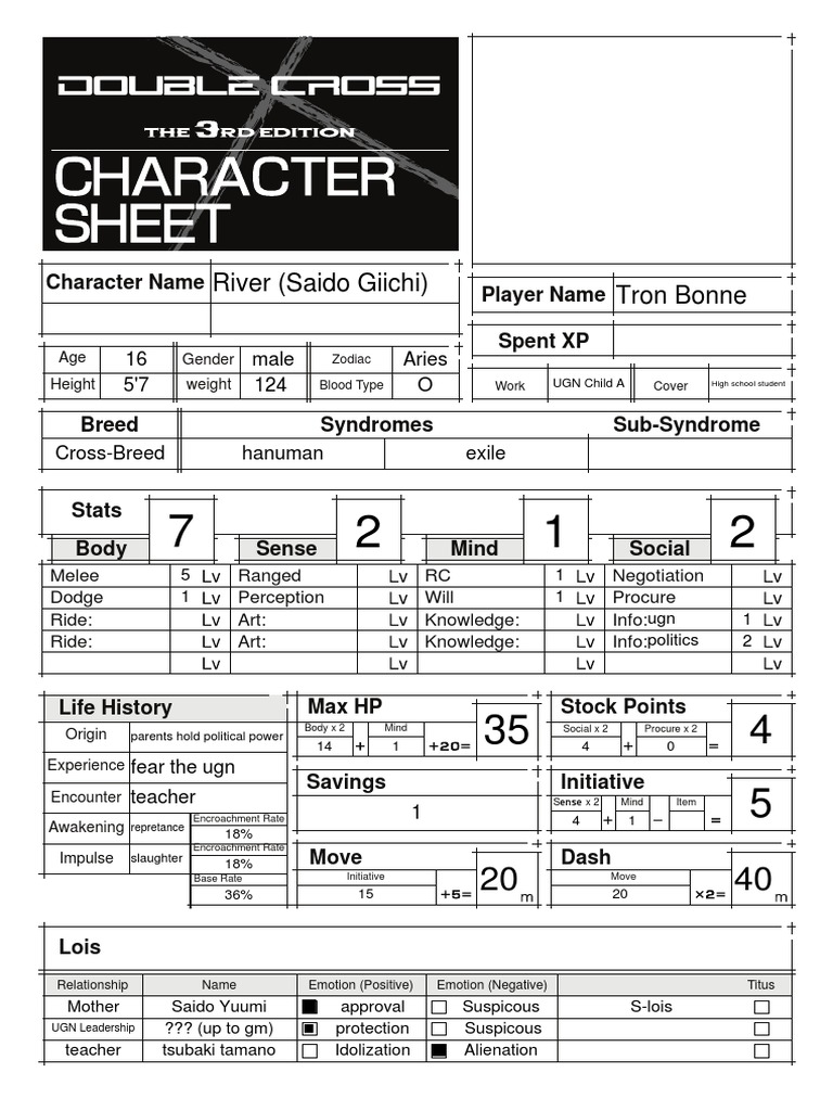 Tron Bonne DoubleCross CharacterSheet Interactive | PDF