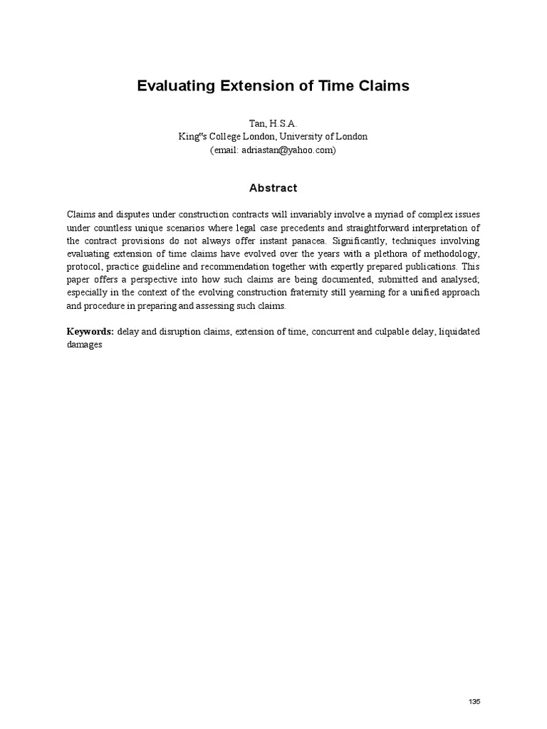 Evaluating Extension of Time Claims | PDF
