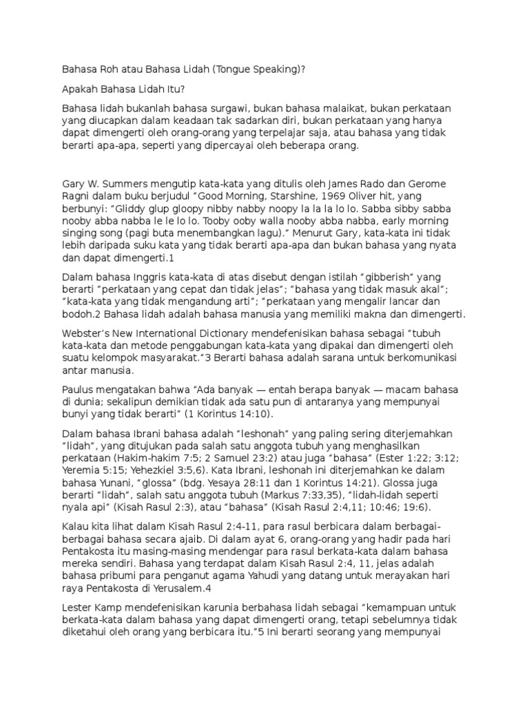 Bahasa Roh Atau Bahasa Lidah | PDF