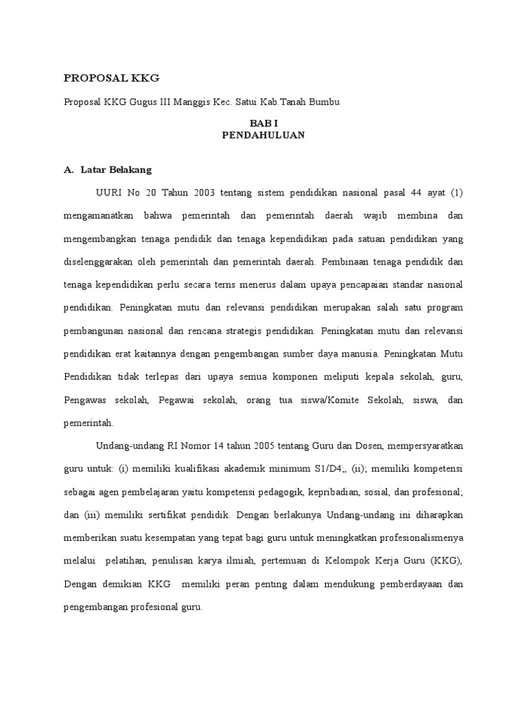 Contoh Proposal Kkg. | PDF
