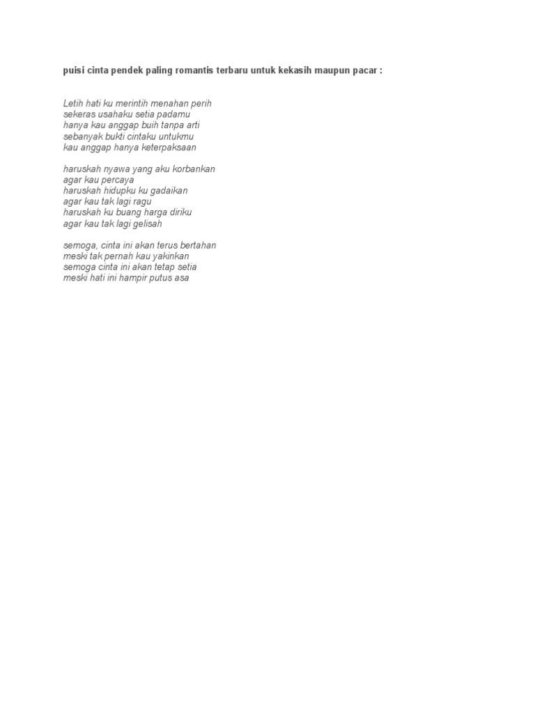 Puisi Cinta Pendek Paling Romantis Terbaru Untuk Kekasih Maupun Pacar 2 ...