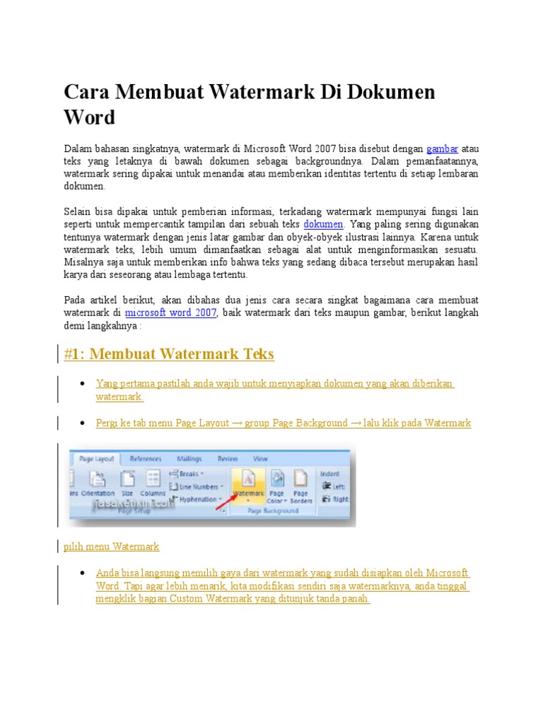 Cara Membuat Watermark Di Dokumen Word | PDF