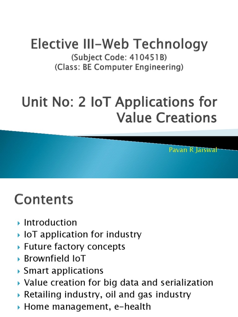 Unit 2 Iot Applications For Value Creations Pdf Internet Of