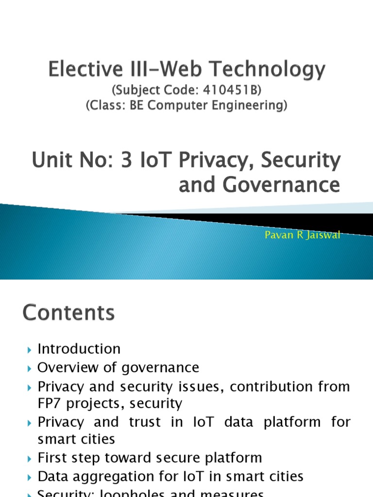 IoT Privacy, Security, and Governance Overview | PDF | Internet Of ...