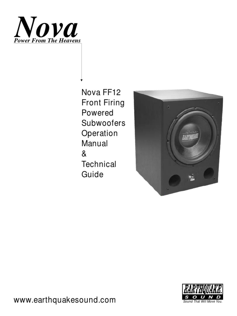 Nova FF12 Front Firing Powered Subwoofers Operation Manual & Technical ...