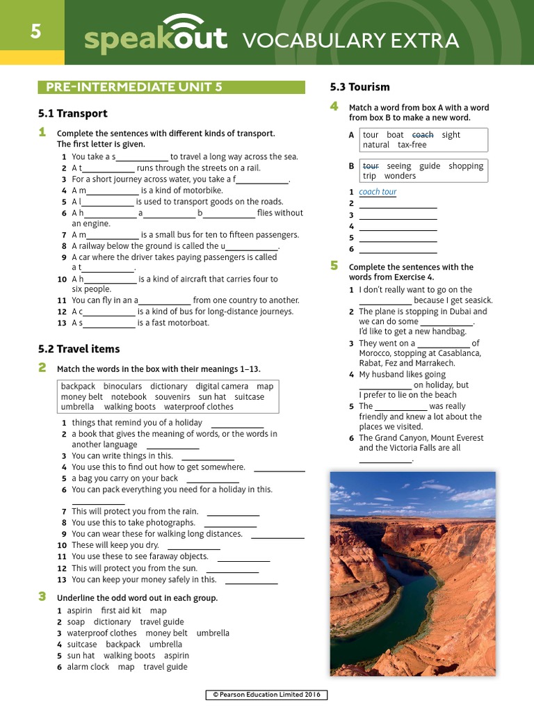 Speakout Vocabulary Extra Pre-Intermediate Unit 5 PDF | PDF | Transport
