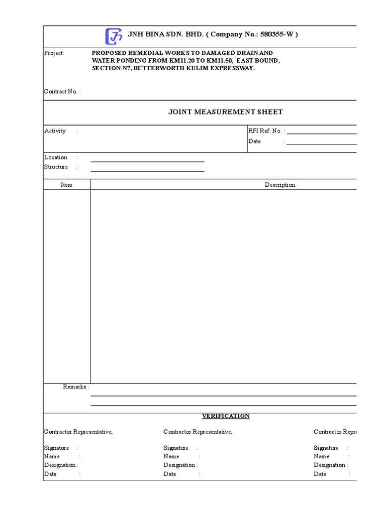 Joint Measurement Sheet (Bke Penanti) | PDF