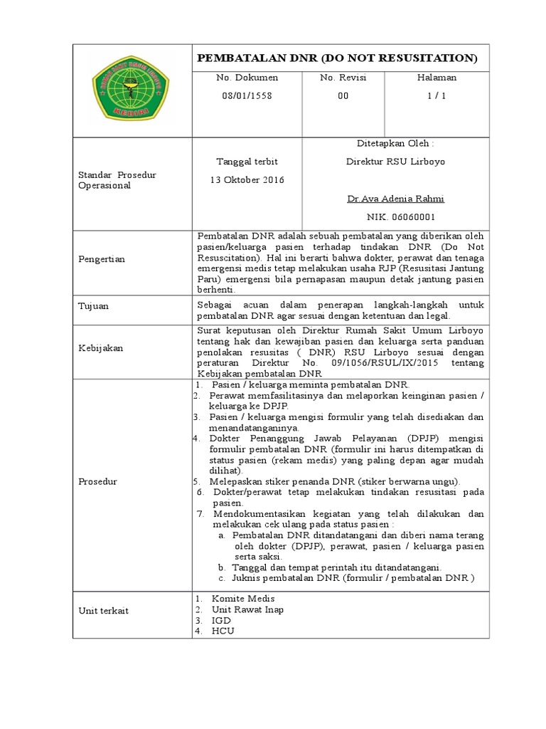 Sop Pembatalan DNR | PDF