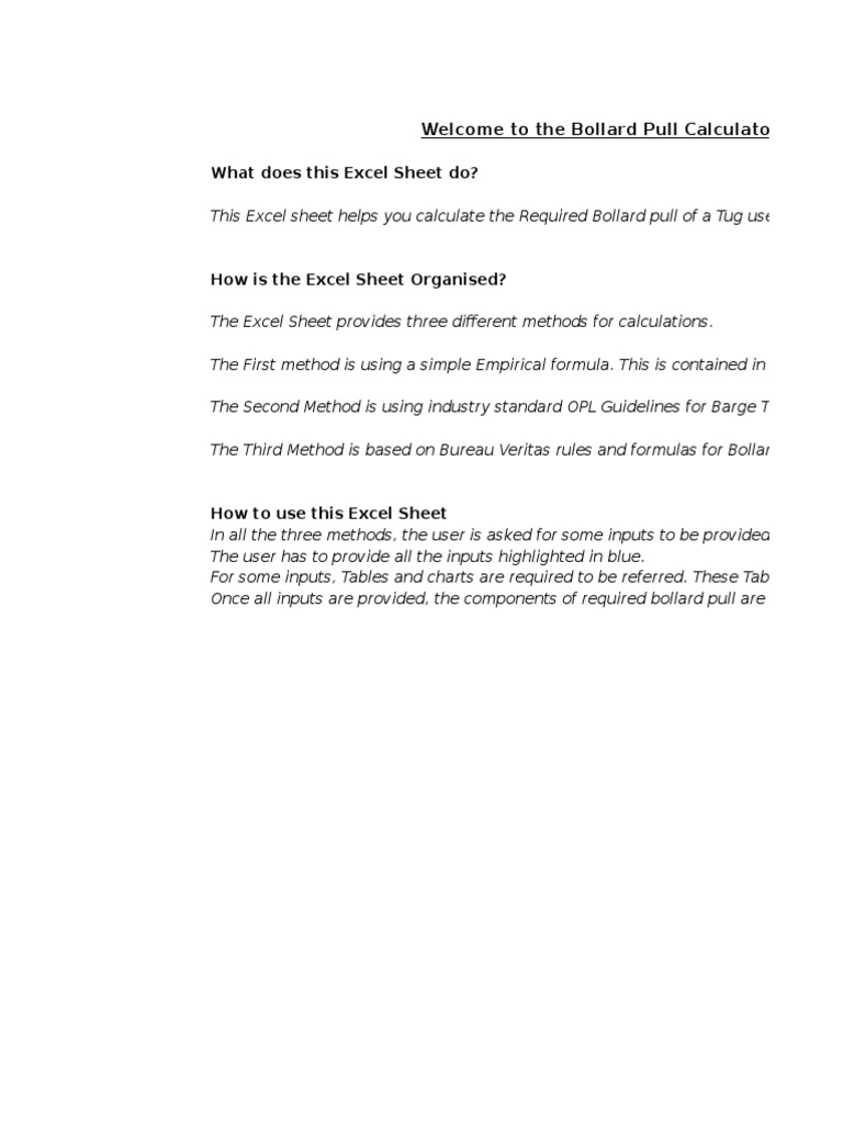 Bollard Pull Calculation | PDF | Hull (Watercraft) | Tugboat