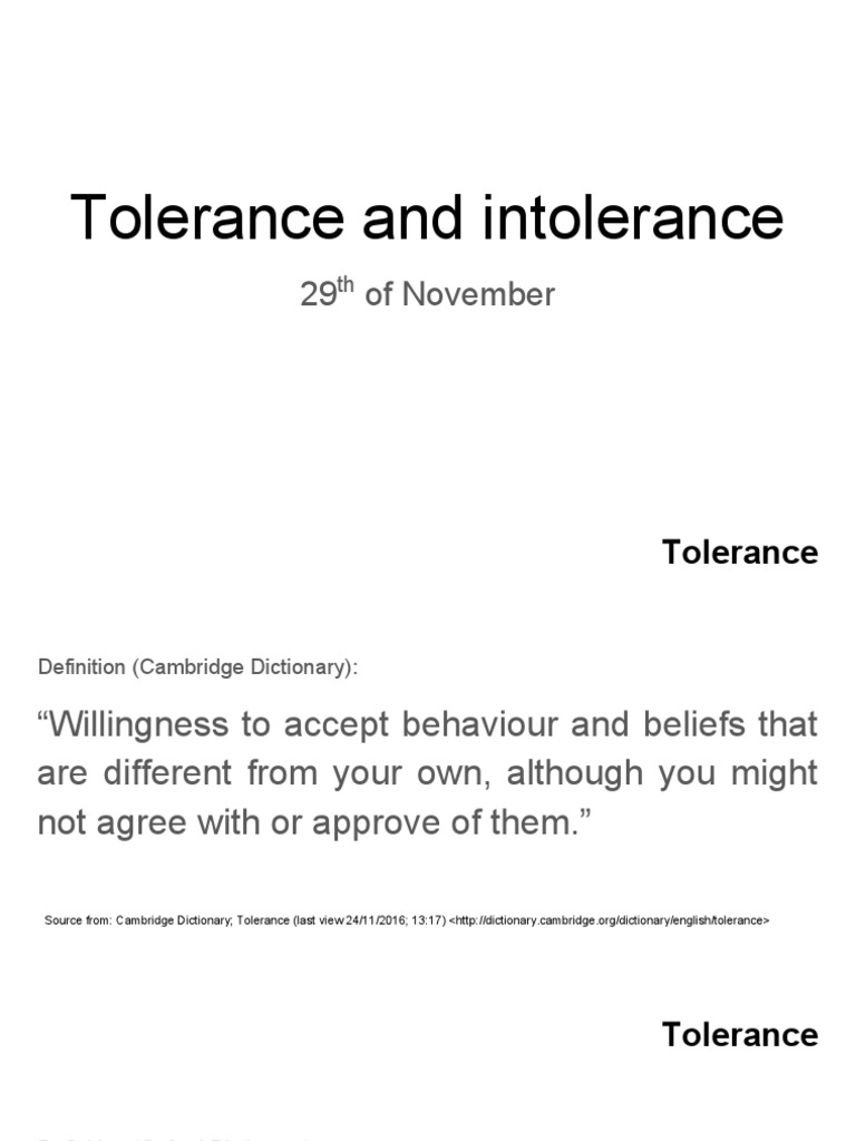 Tolerance and Intolerance | PDF
