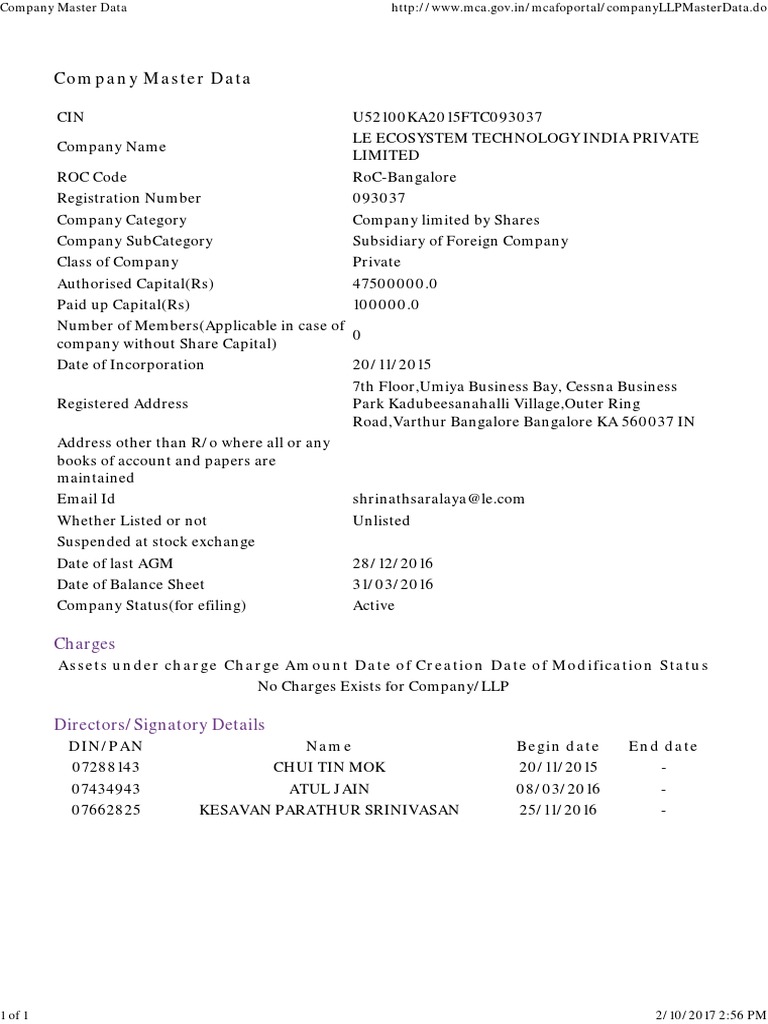 Company Master Data | PDF