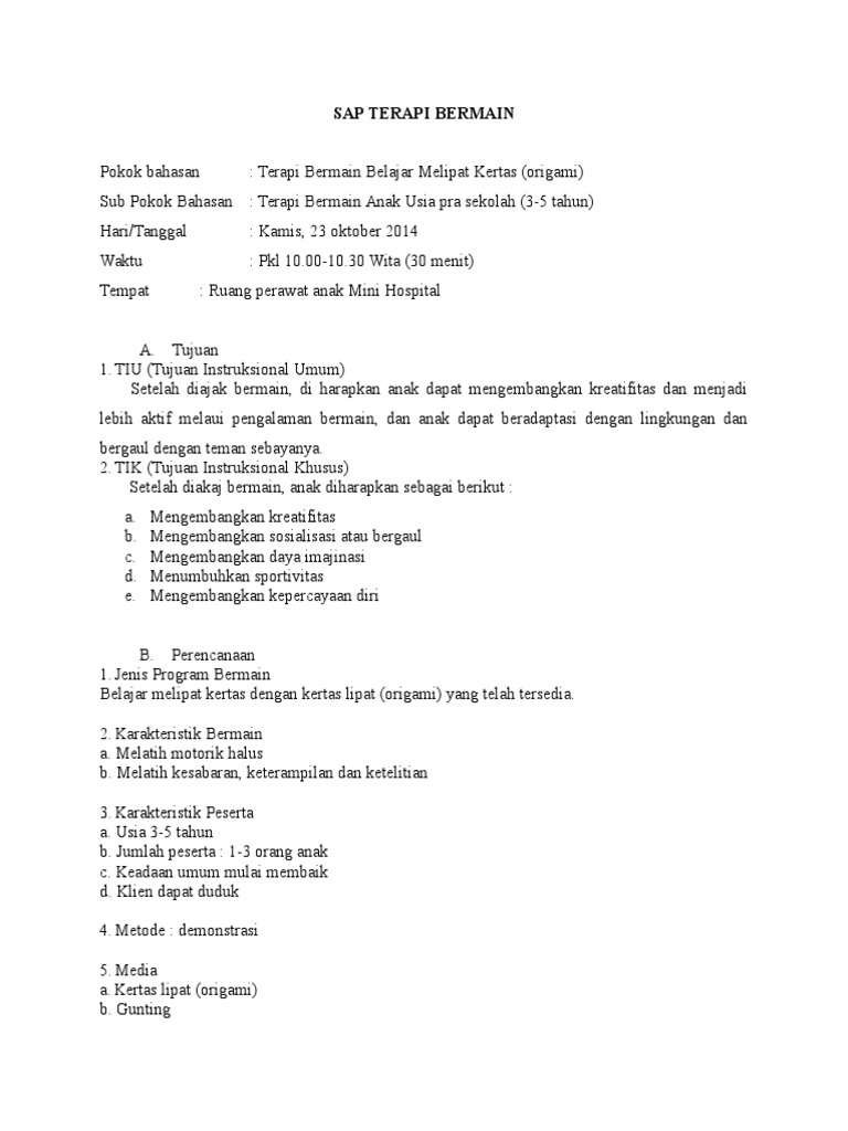 Sap Terapi Bermain | PDF