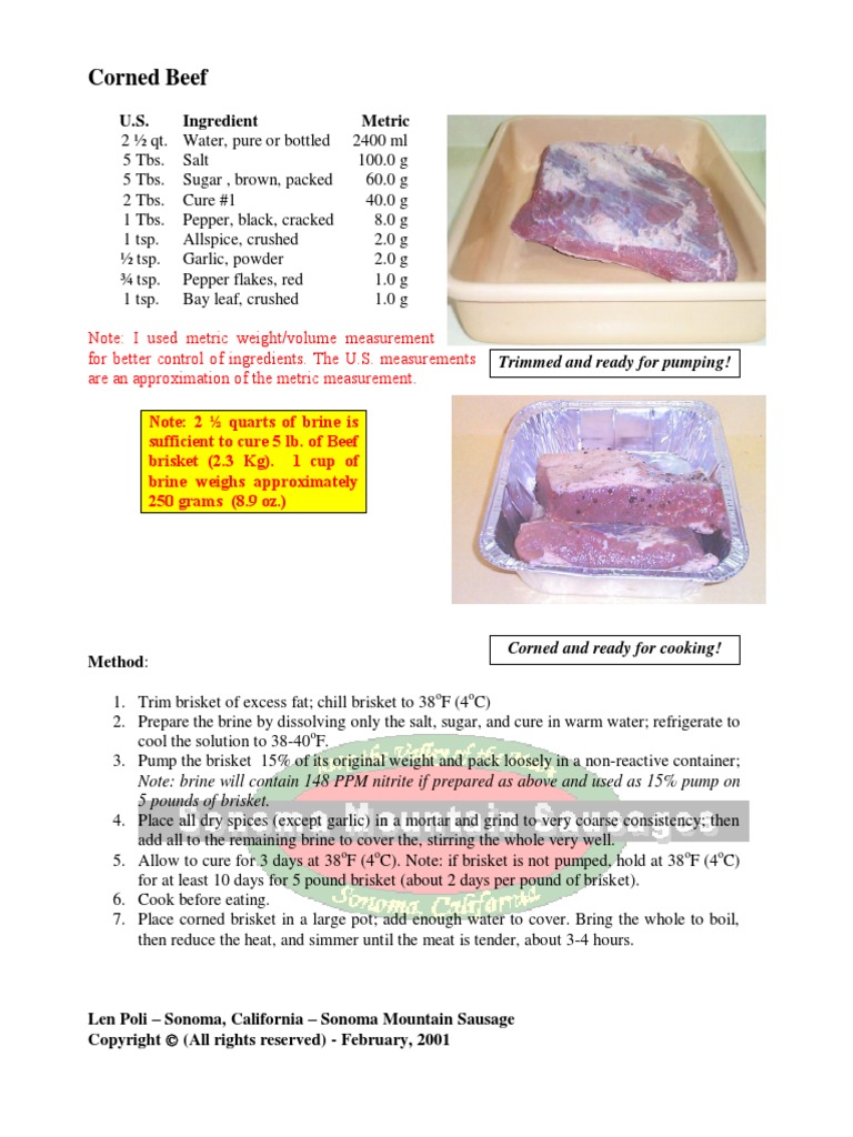 Corned Beef: U.S. Ingredient Metric | PDF