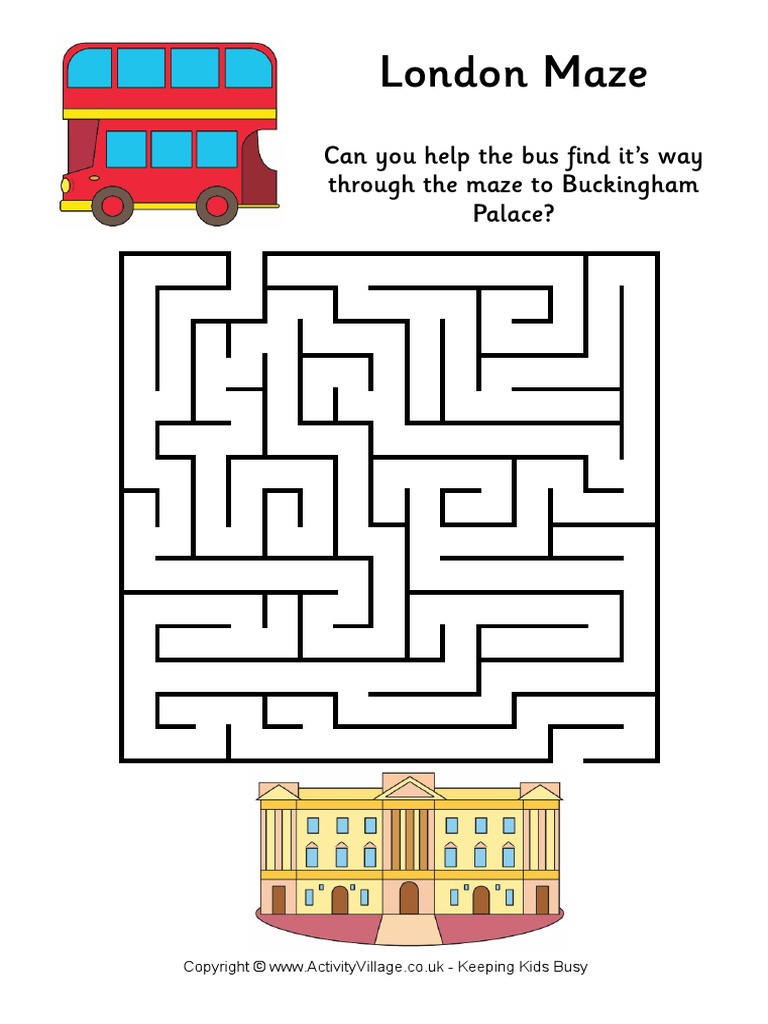 London Maze: Can You Help The Bus Find It's Way Through The Maze To ...