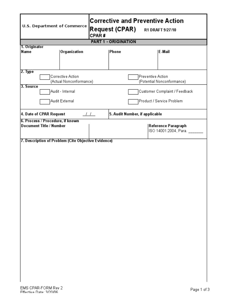 Ems Cpar Form | PDF