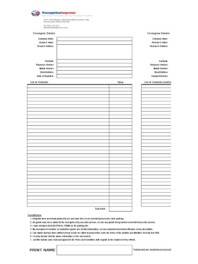 Packing List: Consigner Details Consignee Details | PDF | Computing And ...