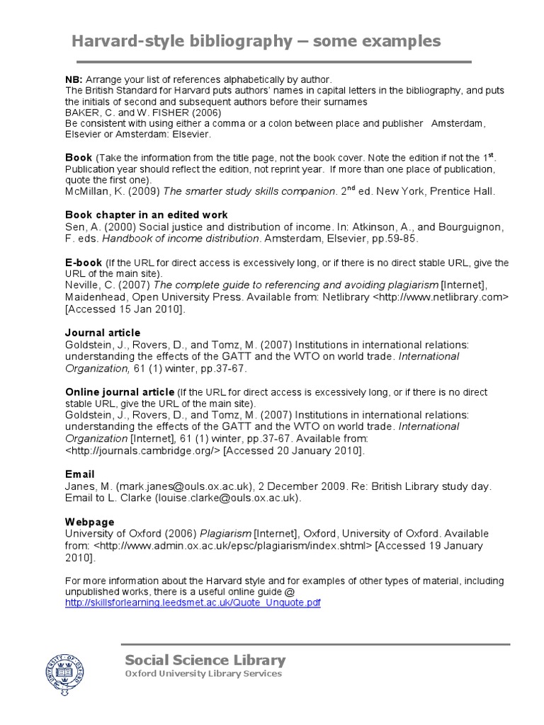 Harvard Style Bibliography | PDF